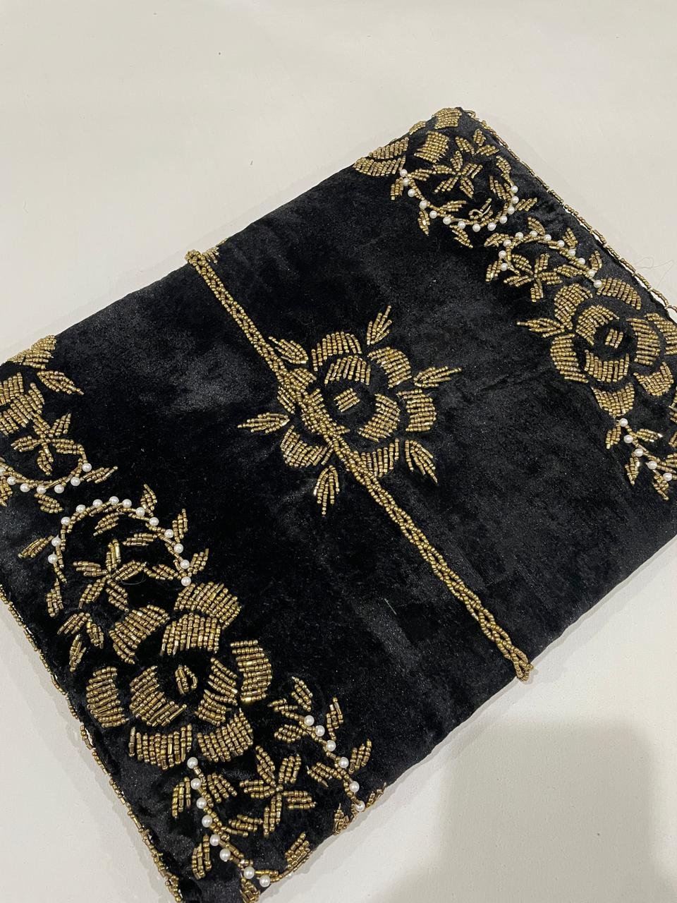 Black Embellished Border - Makhmal By Dastkaar